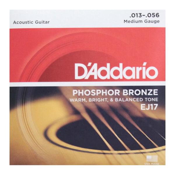 ダダリオ EJ17/Phosphor Bronze/medium アコースティックギター弦です。フォスファーブロンズ弦ミディアムゲージ：013・017・026・035・045・0565セットでの販売です。