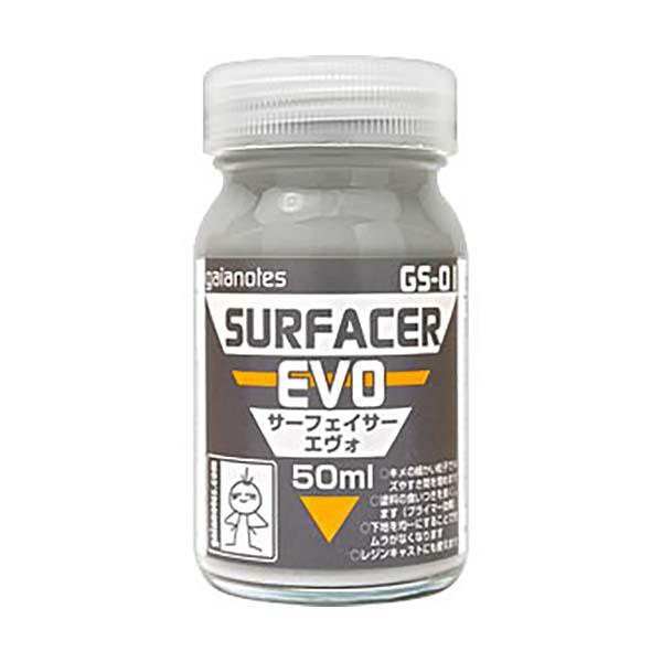 サーフェイサーエヴォシリーズです。模型の表面にある細かいキズを埋めたり、表面を均一にすることで塗装の仕上がりを美しくするために使用する下地用塗料です。レジンキャストにも使用できます。プライマー効果もありますので、塗料の食いつきも良くなります...