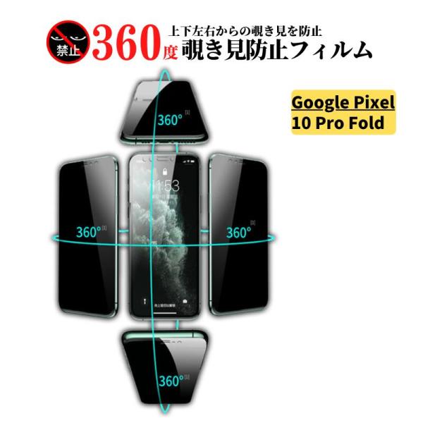 【対応機種】Google Pixel 10Pro Fold【商品詳細】・ 360度覗き見防止 上下左右360度すべての方向（従来品は左右方向のみ）からの覗き見を防止。特別なブラインド加工により、真正面から見るとはっきり見えますが、角度を変え...