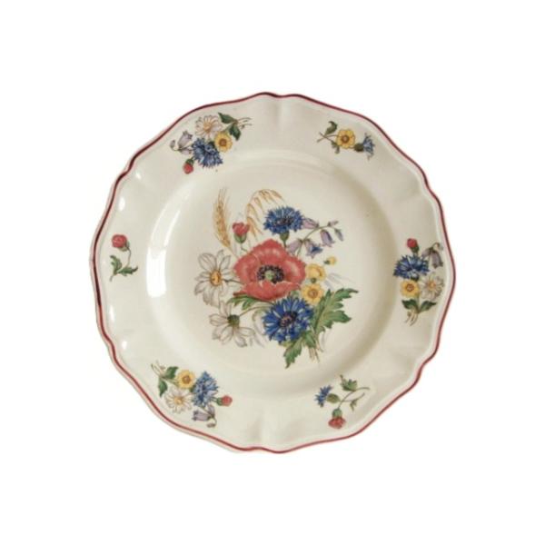 フランスアンティーク、SARREGUEMINES製 陶器のコンポチエ。アイボリー色の地に、色彩豊かな野の花が描かれ、花型のリムには、レリーフが施された、人気シリーズのアグレストです。フルーツ、焼き菓子、タルトを盛るのに、丁度のサイズ。お気に...