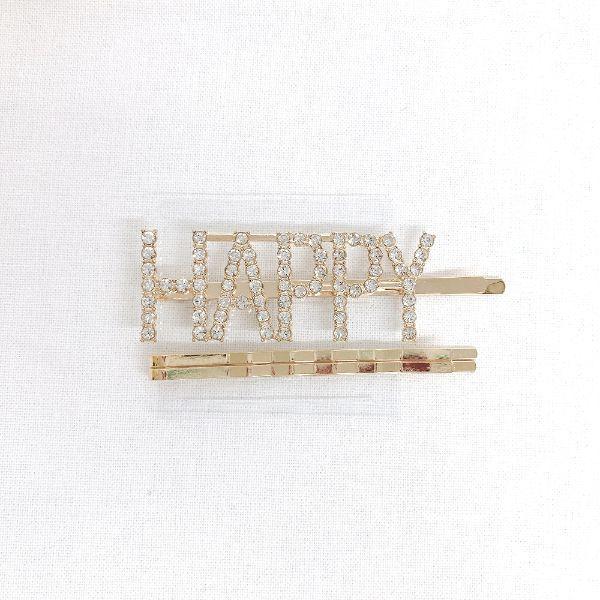 minacute（ミナキュート） ロゴピンセット ＨＡＰＰＹ２種セット Q0748サイズ:ピン　6×5.5cmロゴモチーフピン、シンプルピン×2の3本セット商品紹介 ロゴのキラキラストーンピンとシンプルピンのスペシャルセット!