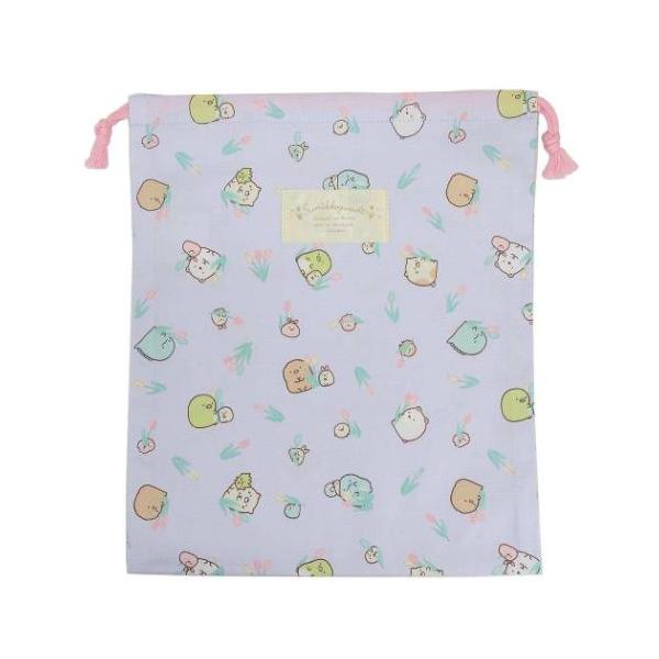 「巾着袋」 すみっコぐらし キャラクター 巾着袋 きんちゃくポーチ中 総柄 ラベンダー 新入学 サンエックス グッズ 新入学 新入園にぴったりなかわいいスクール雑貨シリーズ サンエックスの大人気キャラクター[すみっコぐらし]から新作キッズ雑...
