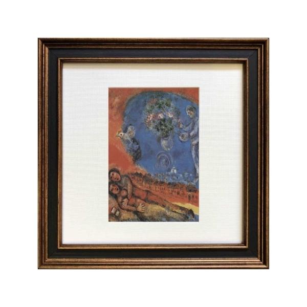 「取寄品」 「名画」 シャガール Marc Chagall Square Frame 名画 Couple of lovers on a red backgroung 額付き ギフト インテリア 名画を飾ってお部屋をワンランク上の素敵な空間に...