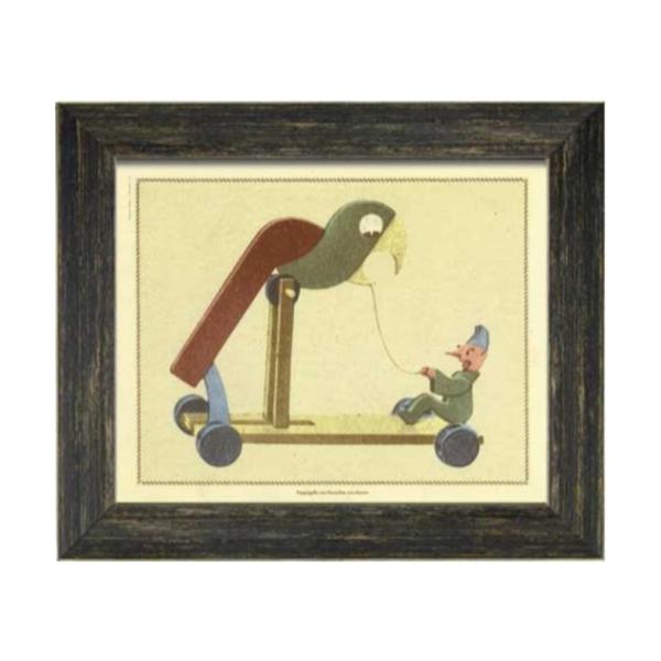 「取寄品」 「インテリアパネル」 イタリアンヴィンテージポスター インテリア 額装品 Italian Vitage Poster Pappagallo con Pinocchio con Movim 2 額付き レトロ レトロテイストで雰囲...
