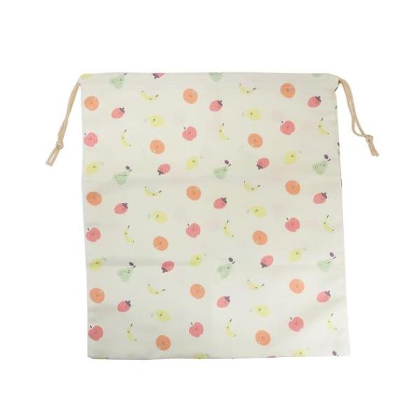「巾着袋」 巾着袋 巾着L きんちゃくポーチ フルーツ ミントイン 体操服を入れたり旅行用などイロイロ使えるビッグ巾着 入学 新学期にぴったりのキュートな雑貨シリーズこちらはとっても可愛い[きんちゃく袋L]体操着と一緒にタオルも入れられる使...
