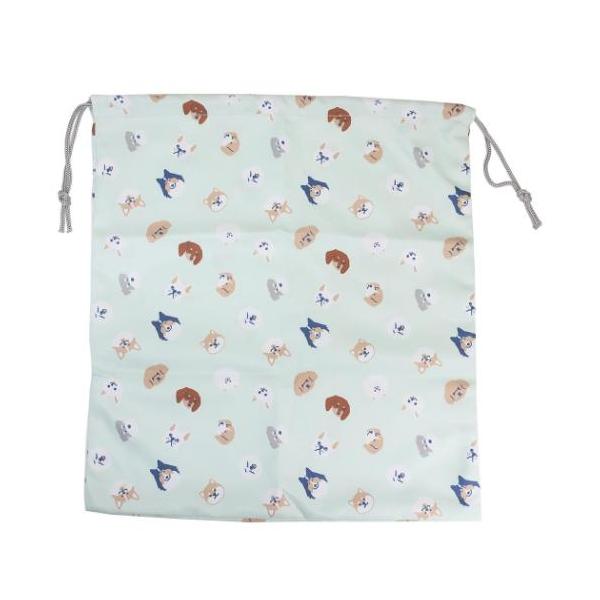 「巾着袋」 巾着袋 巾着L きんちゃくポーチ わんだらけフェイス ミントイン 新学期準備 体操服を入れたり旅行用などイロイロ使えるビッグ巾着 入学 新学期にぴったりのキュートな雑貨シリーズこちらはとっても可愛い[きんちゃく袋L]体操着と一緒...