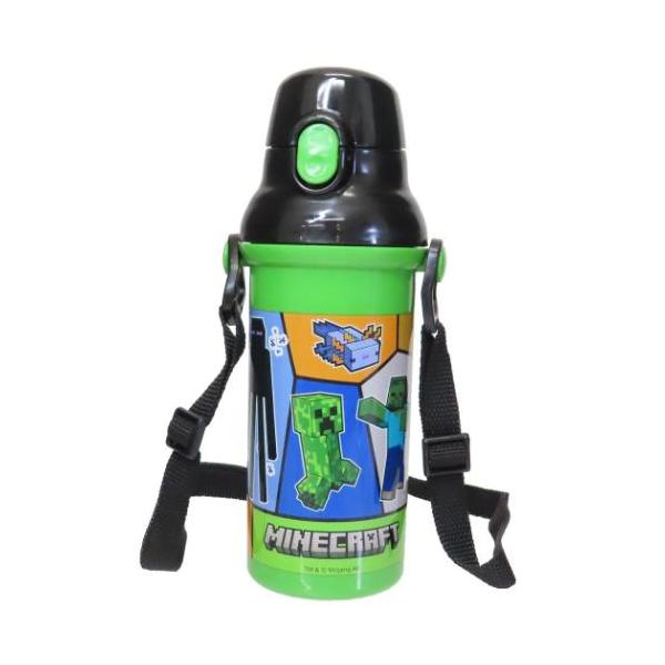 「水筒その他」 マインクラフト ゲームキャラクター 水筒 抗菌直飲プラボトル Minecraft グッズ プッシュ式オープンで簡単オープン サバイバルや建築を自由に楽しめる大人気ゲーム[Minecraft/マインクラフト（マイクラ）]のグッ...