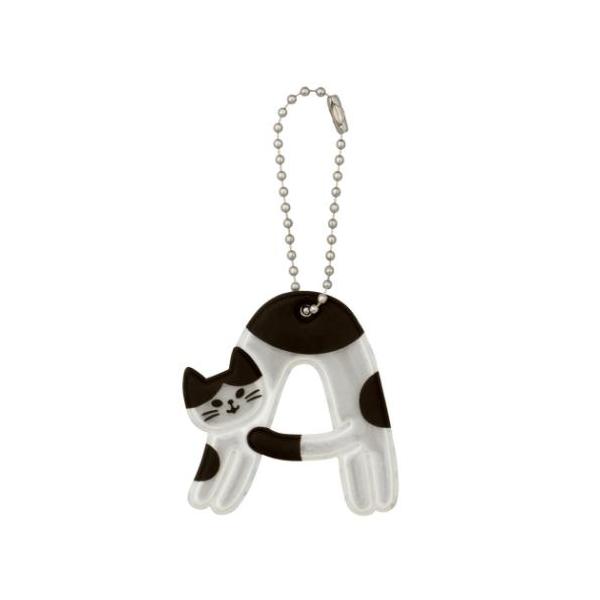 「キーホルダー」 キーリング Cat's initial ネコのイニシャルシリーズ 猫のイニシャルキーリング ねこ A 反射板 キーホルダー かわいい リフレクター素材の交通安全キーリング ネコたちがアルファベットのポーズをとった面白かわい...