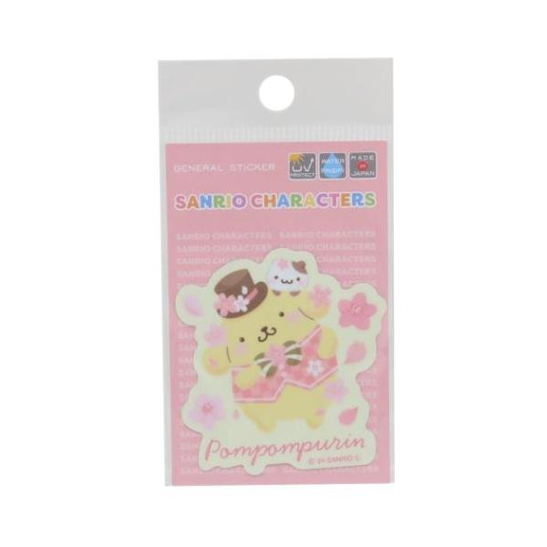 「ステッカー：キャラクター」 ポムポムプリン ミニステッカー サンリオ ダイカットシール キャラクター キラキラ桜 自転車やパソコンいろんなところに貼って楽しい耐水ステッカー 大人気サンリオキャラクターグッズにまたまた可愛いnewアイテム登...