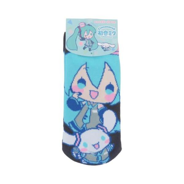 「靴下：レディース」 ジャガードソックス 初音ミクxシナモロール 女性用靴下 サンリオ ジェイズプランニング ミュージック グッズ ウキウキしちゃうほどの可愛いくつしたはいかが？ 初音ミクと大人気サンリオキャラクターの可愛いコラボアイテム登...