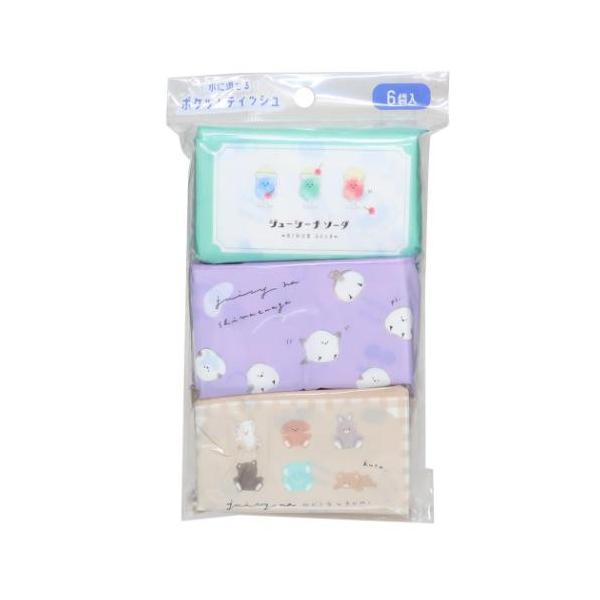 「生活雑貨その他」 ポケットテッシュ 6袋入り ジューシ MIX ティッシュ カミオジャパン グッズ 水に流せる柄入りでかわいいポケットティッシュ 毎日がもっと楽しくなるキュートなZAKKAシリーズこちらは水に流せる[ポケットティッシュ]包...