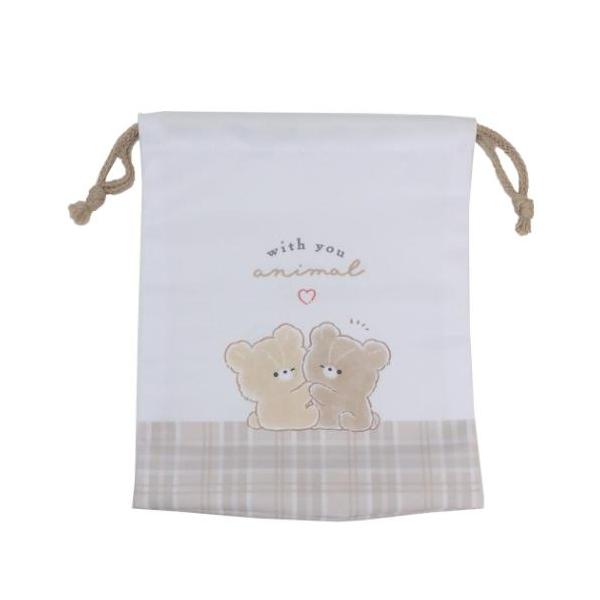 「巾着袋」 巾着袋 マチ付き巾着 きんちゃくポーチ WITH YOU ANIMAL カミオジャパン 新学期準備 WITH YOU ANIMALのかわいいランチ雑貨シリーズ 入学 新学期にぴったりのキュートなランチ雑貨シリーズこちらはかわいい...