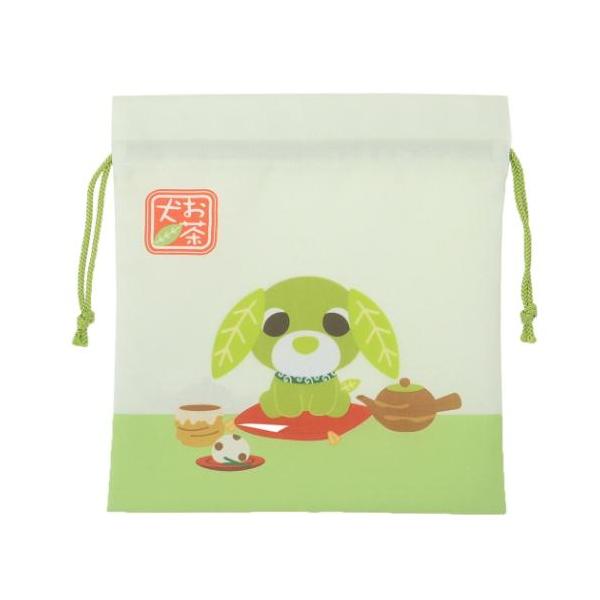 「巾着袋」 お茶犬 巾着袋 巾着M ベーシックシリーズ リョク マリモクラフト きんちゃくポーチ 小物入れ 小物の仕分けに使いやすいかわいい巾着ポーチ 癒しをテーマにしたキャラクター[お茶犬]グッズにまたまた可愛いnewアイテム登場こちらは...