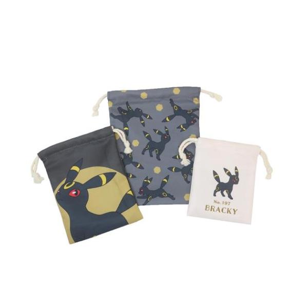 「巾着袋」 ポケットモンスター 3P巾着 きんちゃくポーチ3枚セット 巾着袋 ブラッキー ポケモン キャラクター グッズ 3サイズあるから用途に合わせて使い分けできる 大人気[POCKET MONSTER/ポケットモンスター]グッズにまたま...