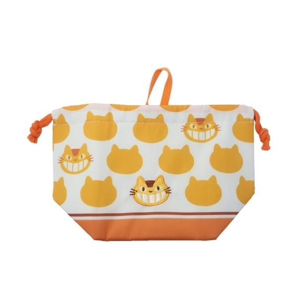 「メール便可」「ランチ巾着」 となりのトトロ スタジオジブリ キャラクター ランチ巾着 マチ付き お弁当きんちゃくポーチ ネコバスシルエット 丸眞 約12cmの底マチでいろんなお弁当箱や小物が入る 宮崎駿監督の名作[となりのトトロ]グッズに...