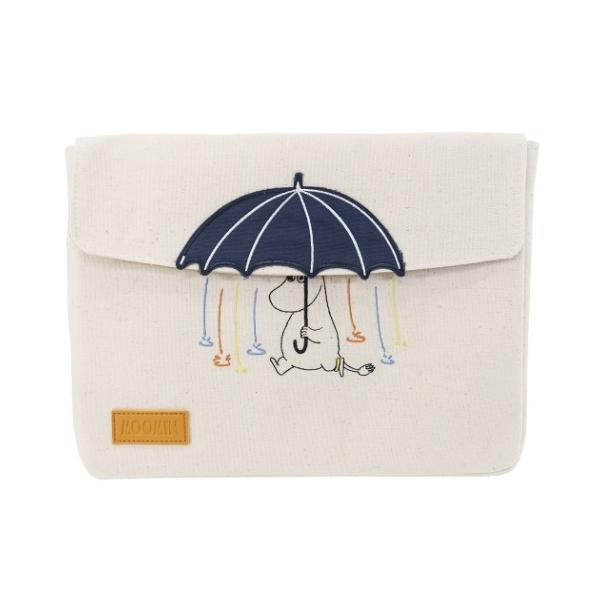 「タブレット端末アクセ」 ムーミン 北欧 キャラクター クラッチバッグ タブレットケース Moomin 雨と傘 大きな傘のアップリケがかわいいシリーズ 大人気Moominグッズにまたまた可愛いNEWアイテム登場  こちらはリモートワークや学...