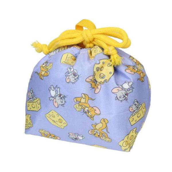 「ランチ巾着」 トムとジェリー キャラクター ランチ巾着 マチ付き巾着 チーズパープル ワーナーブラザース グッズ 約12cmの底マチでいろんなお弁当箱や小物が入る 大人気トム＆ジェリーグッズにまたまた可愛いnewアイテム登場こちらは定番人...