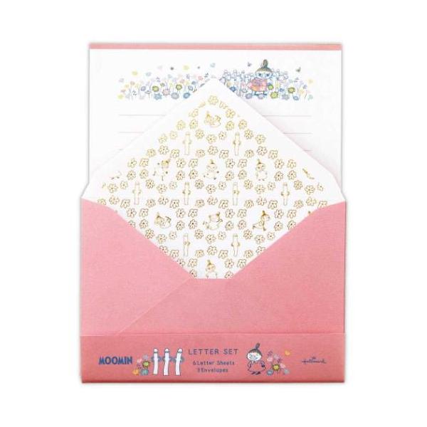 「レターセット」 ムーミン キャラクター かわいい 手紙セット レターセット MOHNレッド Happy in Nature 北欧 大切な人に贈りたくなるおしゃれなLETTER SET 封筒の内側には豪華な金箔パターン入り！「Happy i...