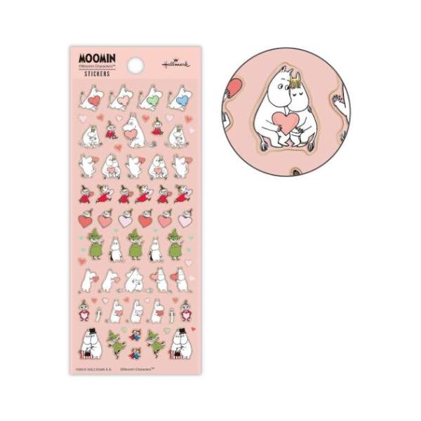 「シール：キャラクター」 ムーミン フチドリシール 北欧 シールシート キャラクター ハート 愛にあふれたムーミン谷の仲間たち 手紙や手帳のデコレーションにぴったり！ ゴールドの縁取りが華やかなシールです。小さな粒の中に描かれたキャラクター...
