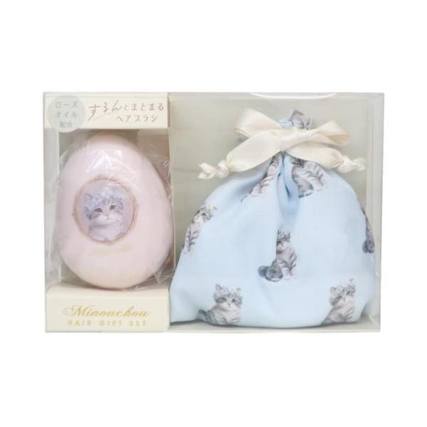 「ブラシ くし」 ブラシ ミヌシュ ヘアブラシ＆巾着 ねこ アメショ プレゼント 可愛らしいねこたちと過ごす、癒しと贅沢なひととき クラシカル＆ロマンティックな世界観の「ミヌシュ」シリーズこちらはプレゼントにもぴったりな[ヘアブラシ＆巾着]...