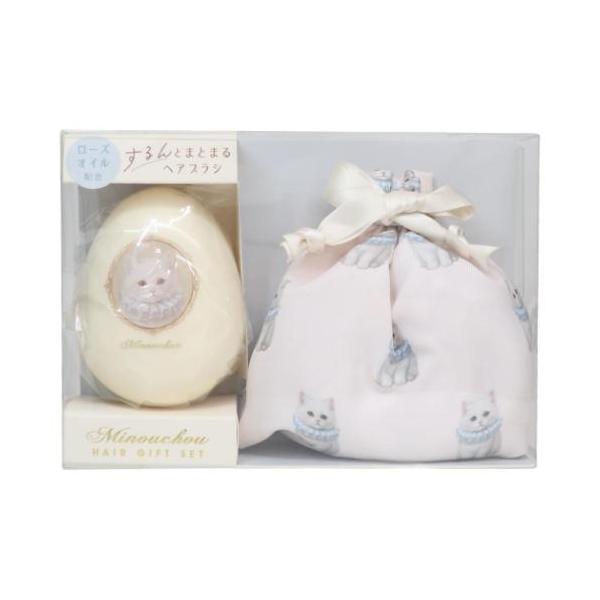 「ブラシ くし」 ブラシ ミヌシュ ヘアブラシ＆巾着 ねこ ペルシャ プレゼント 小物入れ 可愛らしいねこたちと過ごす、癒しと贅沢なひととき クラシカル＆ロマンティックな世界観の「ミヌシュ」シリーズこちらはプレゼントにもぴったりな[ヘアブラ...