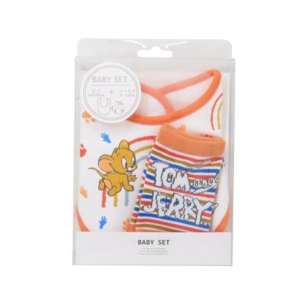 「ベビービブ：キャラクター」 トムとジェリー ワーナーブラザース キャラクター ベビー用品 ベビーセット ビブ＆ソックス レインボー スモールプラネット プレゼントにも最適なビブと赤ちゃん用ソックスセット 大人気トム＆ジェリーのベビーグッズ...
