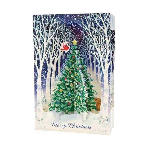 「グリーティングカード」 グリーティングカード CHRISTMAS クリスマスカード jx41-3 林にツリー プレゼント Xmasカード 心温まるクリスマスを楽しんじゃおう MERRY CHRISTMAS林の中のクリスマスツリーを立体的に...