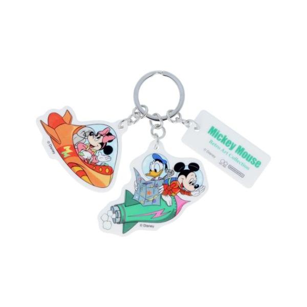 「キーホルダー」 ミッキーマウス ディズニー キャラクター キーリング 3連アクリルキーホルダー レトロアートコレクション1990 Disney Retro Art Collection第4弾 大人気ディズニーキャラクターグッズにまたまた可...