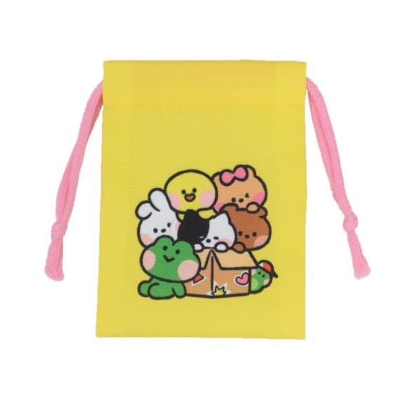 「巾着袋」 LINE FRIENDS minini グッズ 巾着袋 キャラクター プリントミニ巾着 D イヤホンや小物の収納に便利なミニサイズの巾着 不思議な可愛さが魅力の[LINE FRIENDS minini]グッズにまたまた可愛いne...