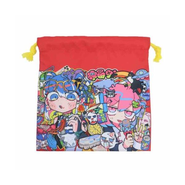 「巾着袋」 巾着袋 寺田てら フラット巾着 chroma きんちゃくポーチ 小物入れ かわいい 小物がたくさん入るかわいい巾着ポーチ 独自の色彩感覚と独特な世界観で人気 Z世代のデジタルクリエイター[寺田てら]グッズにまたまた可愛いnewア...