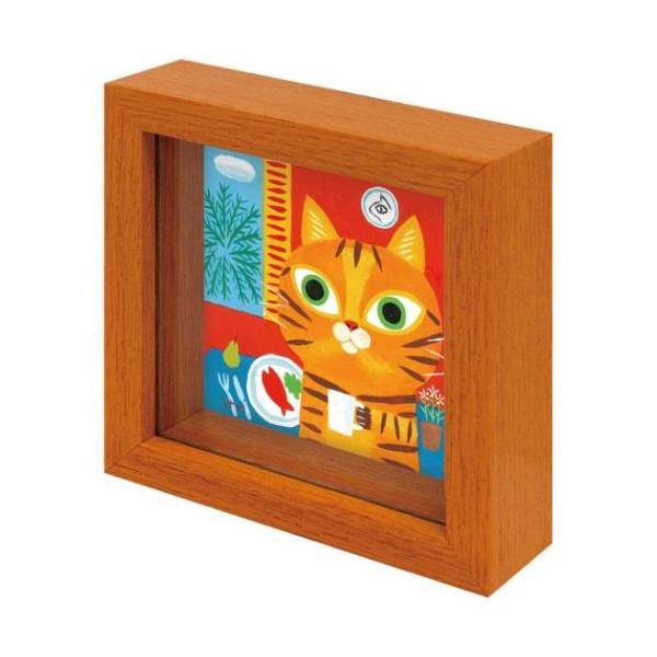 「取寄品」 「動物 人物」 ミニミニボックスフレーム 糸井忠晴 動物画 ユーパワー モーニング インテリア とても可愛い猫ちゃんのミニアート 作家：糸井 忠晴/日本男性作家奈良町の墨彩画家。ファンから元気になる絵と親しまれる。やさしいタッチ...