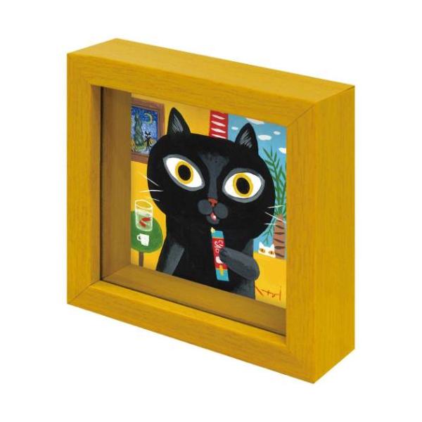 「取寄品」 「動物 人物」 動物画 糸井忠晴 ミニミニボックスフレーム 金魚 ユーパワー とても可愛い猫ちゃんのミニアート 作家：糸井 忠晴/日本男性作家奈良町の墨彩画家。ファンから元気になる絵と親しまれる。やさしいタッチで描いた古都を元気...