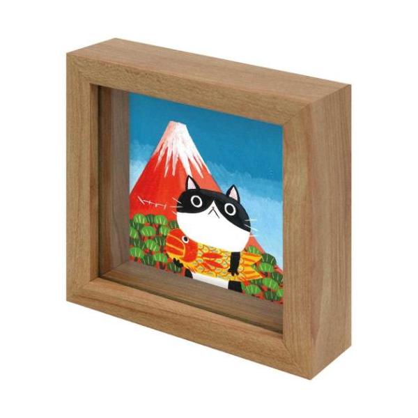「取寄品」 「動物 人物」 動物画 糸井忠晴 ミニミニボックスフレーム 赤ふじ IT-01269 ギフト とても可愛い猫ちゃんのミニアート 作家：糸井 忠晴/日本男性作家奈良町の墨彩画家。ファンから元気になる絵と親しまれる。やさしいタッチで...