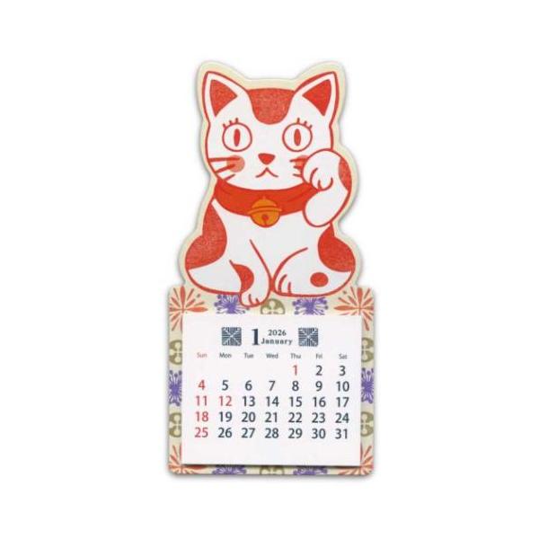 「実用 教養」 2026 Calendar 梅屋の縁起物 マグネットカレンダー 磁石カレンダー 招き猫 デスクや冷蔵庫にも付けられるマグネットのカレンダー 梅屋の縁起物新シリーズ！犬張子の台紙にはマグネットが付いているので、冷蔵庫などに貼っ...