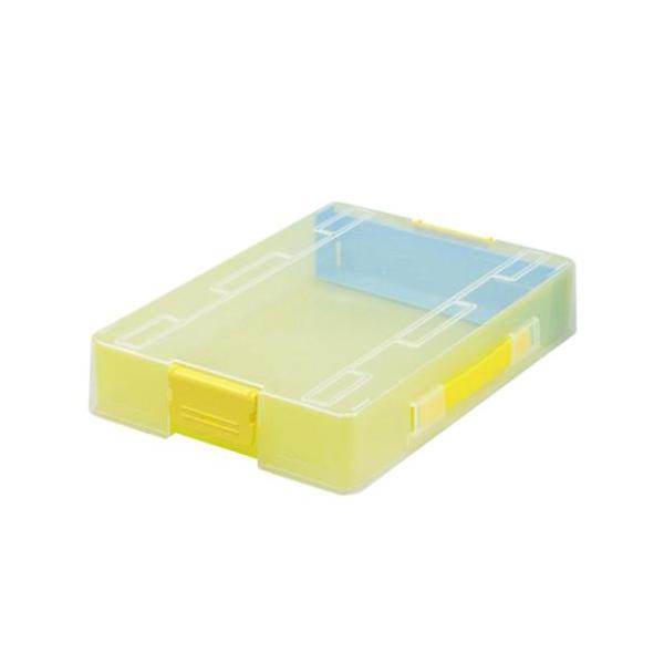 はずしやすくてしっかりとまる大型ロック！スライドして好きなところに仕切りをつくれる仕切り付き。フタ、本体の両方に貼れる名前シール2枚付き。持ち運びに便利な持ち手付き。キズがつきにくいレール構造！中身が見えるクリアプラスチック製！ならべると引...