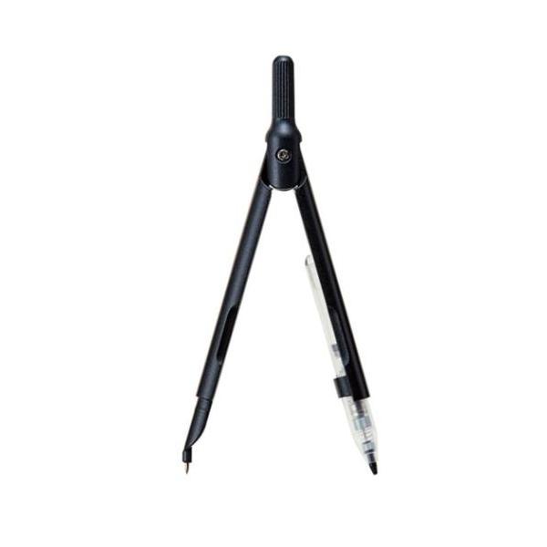 「ステーショナリーその他」 コンパス スリミー ブラック クツワ 回しやすいスリム型コンパス 針が曲がっていて、円が描きやすい自動中心器付指先までフィットするヘッドノックなしで自動で芯が出るシャープペン付 市販の替え芯が使えます。本体サイズ...