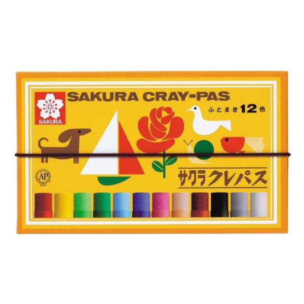 「ペンその他」 お絵かき道具 クレパス 太巻12色 ゴム紐付 サクラクレパス クレヨンの色づきのよさとパステルの発色のよさ のびのびと自由に描けるように作られたクレパスです。均一なやわらかさなので、混色 重色が自由にできます。子どもたちの手...