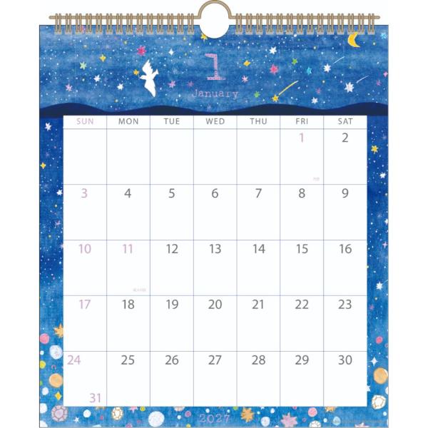 【発売日：2026年08月13日】人気作家[いわぶちさちこ]のふんわりとしたやさしい絵柄のカレンダー<br>スケジュールも書き込めるので使い勝手もGOOD<br><br>サイズ：約300x260mm&lt...