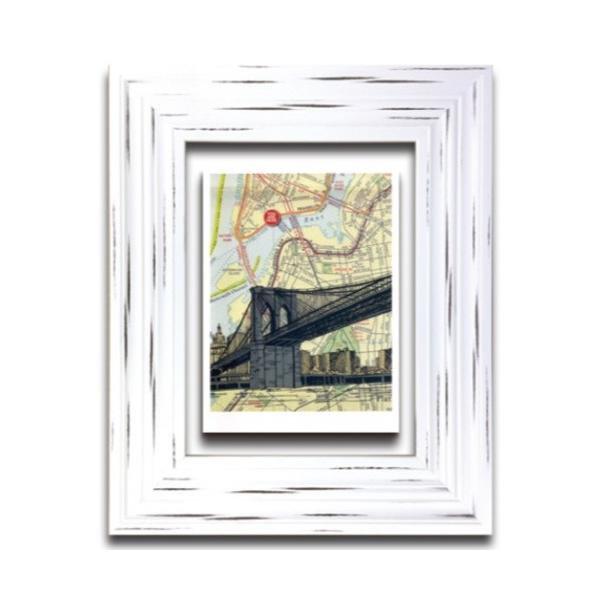 「取寄品」 「インテリアパネル」 リン アンド ステファン インテリア アートフレーム Lyn and Stephen Sasser New York 3 美工社 旅をイメージさせてくれる素敵なアートをお部屋に ヴィンテージな地図の上にアイ...