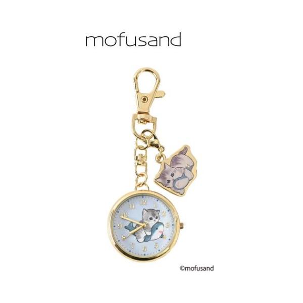 「腕時計」 モフサンド mofusand キャラクター キーホルダー時計 チャーム付きキーチェーンウォッチ BL サメにゃん 文字盤のねこちゃんがかわいいキーホルダーウォッチ もふもふにゃんこのもふもふな[mofusand/モフサンド]グッ...