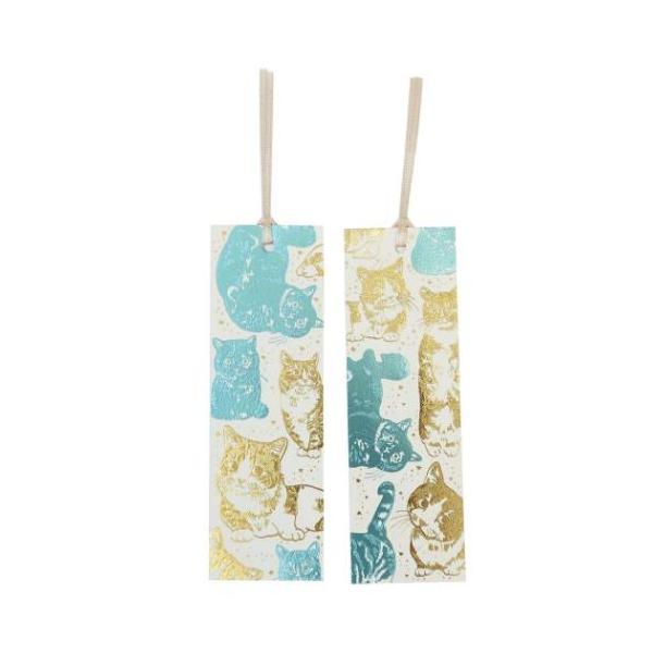 「ステーショナリーその他」 ブックマーク Cat Art Collection しおり 2枚入り ねこ しずわらひなた デフォルメ 栞 Cat Art Collection 箔押しステショシリーズ 箔押しペーパーアイテムブランド[ROKKA...