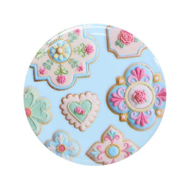 「手鏡」 手鏡 KUNIKA 缶ミラー blue コンパクトミラー 身だしなみ かがみ お花をテーマにしたクッキーのデザインを楽しめるシリーズ 人気のスイーツアーティストKUNIKAさんとのコラボレーション雑貨が登場アイシングクッキーの美し...