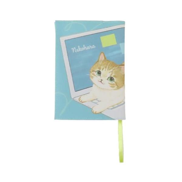 「ステーショナリーその他」 文庫本カバー ねこハラ ブックカバー グリーン ねこ グッズ ねこハラのかわいいステーショナリーシリーズ いたずら猫達がかわいい[ねこハラ]グッズに可愛いnewアイテム登場こちらはかわいい[ブックカバー]幅調整が...