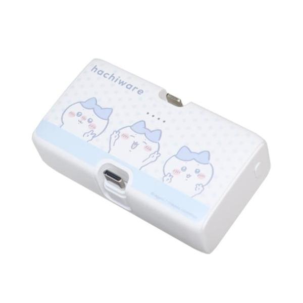 「スマホアクセその他」 ちいかわ キャラクター モバイルバッテリー Lightning/Type-Cコネクタ付き リチウムイオン充電器 4000mAh ハチワレ 2台同時充電可能 ちいかわ ハチワレ うさぎ達の何気ない日常を描いたX(旧：T...