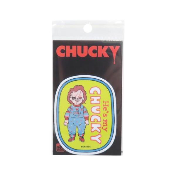 「ステッカー：キャラクター」 ダイカットシール CHUCKY チャッキー ダイカットビニールステッカー He's my CHUCKY デコステッカー 耐水耐光 自転車やパソコンいろんなところに貼って楽しい耐水ステッカー ホラームービーで人気...