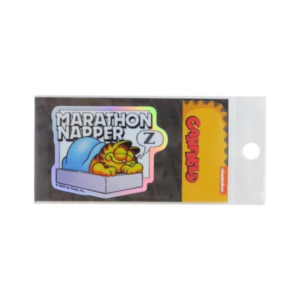 「ステッカー：キャラクター」 ホログラムミニステッカー ガーフィールド ダイカットシール ゼネラルステッカー MARATHON NAPPER 自転車やパソコンいろんなところに貼って楽しい耐水ステッカー 1979年に誕生した猫の[ガーフィール...
