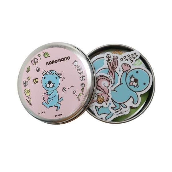 「フレークシール」 ぼのぼの 缶入り ミニステッカー フレークシール ぼの缶 春 ゼネラルステッカー ビニールステッカーセット 小物入れにも使える丸缶に中に防水ステッカー5枚入り 1986年の連載スタートから30年、老若男女に愛されている「...