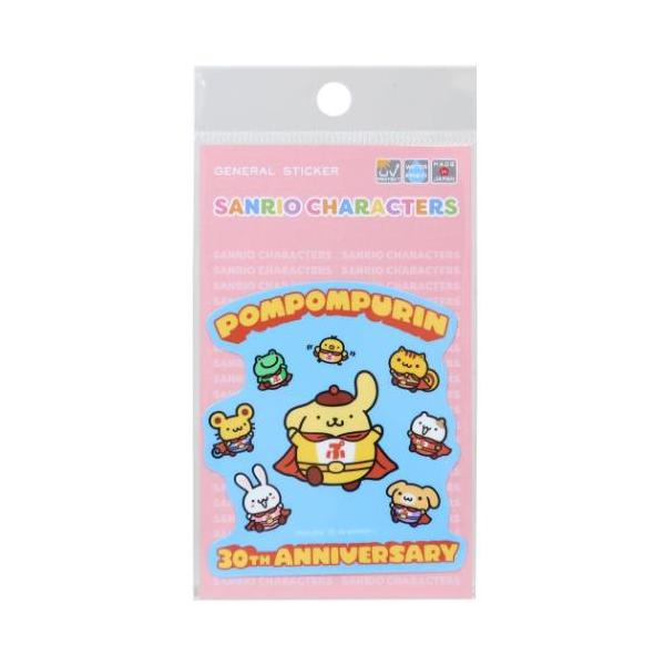 「ステッカー：キャラクター」 ポムポムプリン グッズ ダイカットシール キャラクター ビニールステッカー 30th ヒーロー 自転車やパソコンいろんなところに貼って楽しい耐水ステッカー 大人気サンリオキャラクターグッズにまたまた可愛いnew...