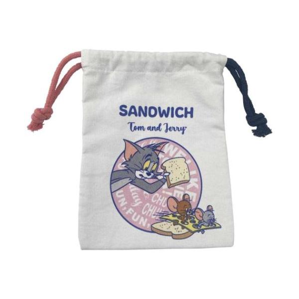 「巾着袋」 トムとジェリー 巾着 きんちゃくポーチ EAT EAT EAT ワーナーブラザース キャラクター トムとジェリーの可愛い雑貨シリーズ 大人気トム＆ジェリーグッズにまたまた可愛いnewアイテム登場こちらはかわいい[巾着袋]コスメや...