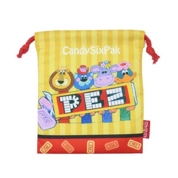 「巾着袋」 きんちゃくポーチ PEZ 巾着袋 お菓子パッケージ ジェイズプランニング コップ入れやコスメ入れなどイロイロ使えるキャラポーチ みんな大好きお菓子のパッケージのかわいい雑貨シリーズこちらは定番アイテム[巾着ポーチ]お弁当袋やコッ...